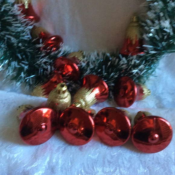 Holiday | Vintage Style Red And Gold Glitter Bells | Poshmark